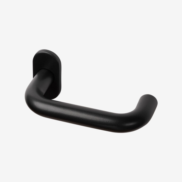 Safety pattern hollow lever handle with oval shaped rose (black) - Harbrine